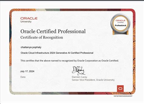 Chaitanya Pophale On Linkedin Oraclecloud Generativeai Llm Langchain Aicertification
