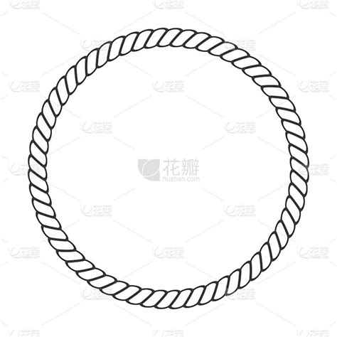 圆绳圆形绳索圆形边框和装饰性的海洋电缆架圆绳结邮票或航海扭结标志孤立矢量图标素材 花瓣网