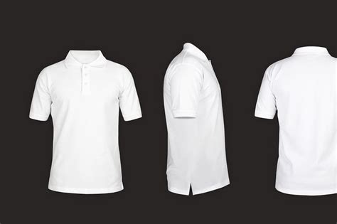 Polo T Shirt Template Front View Sideways Behind On The Grey