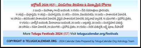 Telangana Telugu Calendar 2024 October Pdf Festivals