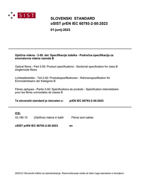 Pren Iec 60793 2 502023 Optical Fibres Part 2 50 Product