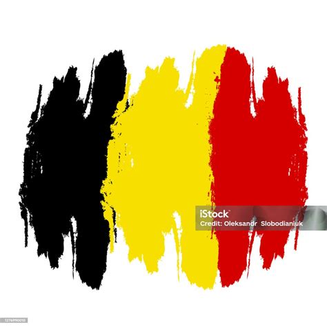벨기에 플래그 브러시는 벨기에 플래그를 그린 그런지 효과와 수채화와 손으로 그린 스타일 일러스트 그런지 질감벨기에 플래그 벡터 그림입니다 0명에 대한 스톡 벡터 아트 및