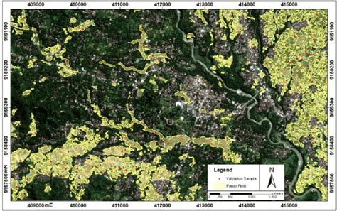 distribution map of validation samples the yellow polygons represent