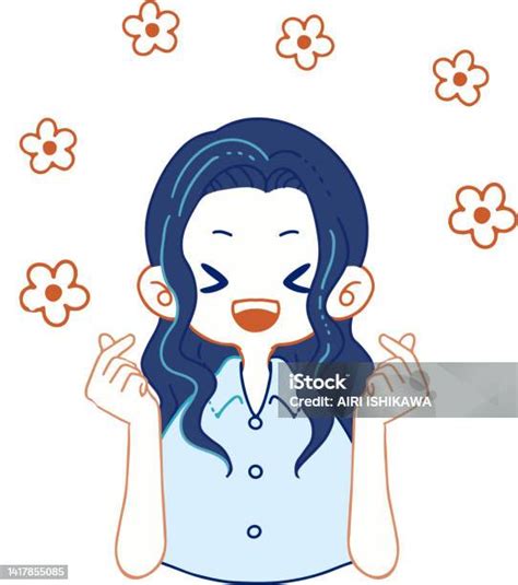 손가락 마음으로 기쁨을 표현하는 사람의 그림 35 39세에 대한 스톡 벡터 아트 및 기타 이미지 35 39세