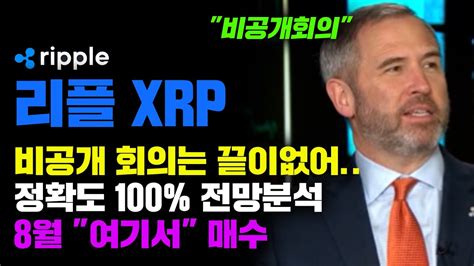 리플 Xrp 긴급 8월 드디어 바닥매수 가능하다 정확도 100 전망분석 비공개 회의는 끝도없다 기대를 말자