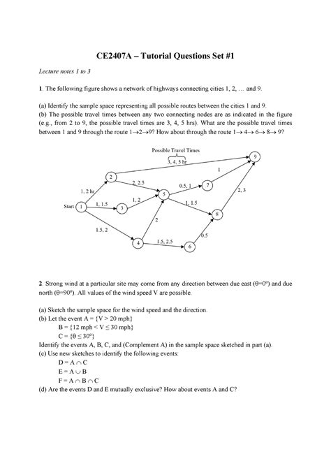 Ce2407 A Tutorial Questions Set 1 Updated For Qn 3 Ce2407a