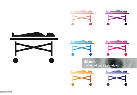 흰색 배경에 격리 된 모그 아이콘의 검은 시체 다채로운 아이콘을 설정합니다 벡터 건강 진단에 대한 스톡 벡터 아트 및 기타