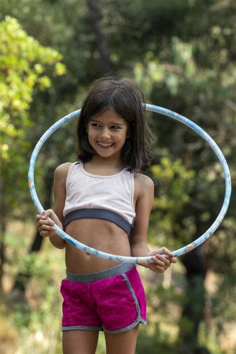 Cute Girl Posing With Hula Hoop Stock Image Image Of Clothing Hoop