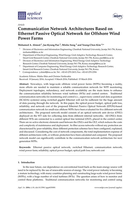 Pdf Communication Network Architectures Based On Ethernet Passive Optical Network For Offshore