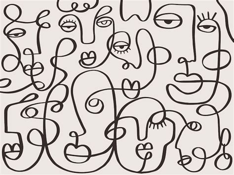 Premium Vector One Line Drawing Abstract Face Abstract Pattern Modern Minimalism Art