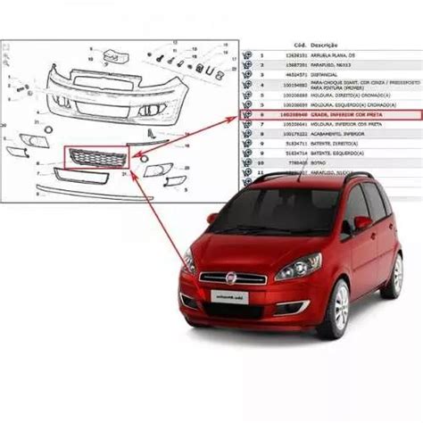 Grade Inferior Parachoque Idea Attractive Original Fiat Novo Parcelamento Sem Juros