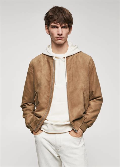 Suede Effect Bomber Jacket Men Mango Man Usa