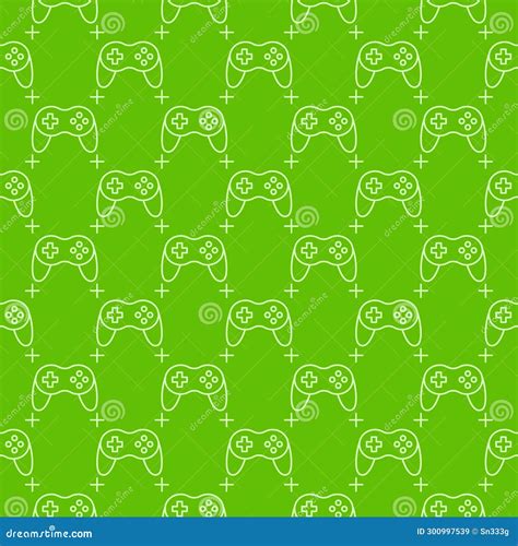 Gamepad For Pc Vector Wireless Game Controller Green Seamless Pattern In Thin Line Style Stock