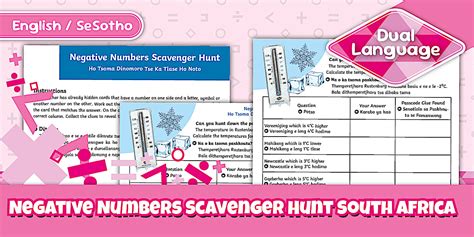 Gr7 Maths Term1 Negative Numbers Scavenger Hunt South Africa