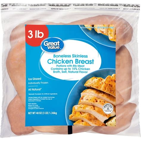 Great Value All Natural Boneless Skinless Chicken Breasts 23g Protein