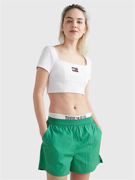 Archive Crop Top Mit Quadratischem Ausschnitt Weiß Tommy Hilfiger