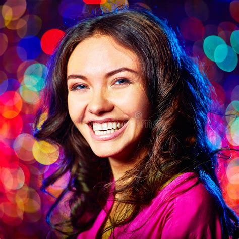 Joyful Brunette Stock Image Image Of Adult Curly Looking 59756043