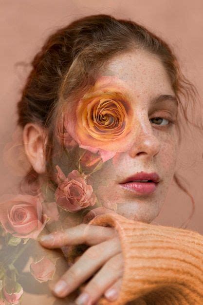 A Woman With Flowers On Her Face And The Image Is Made From