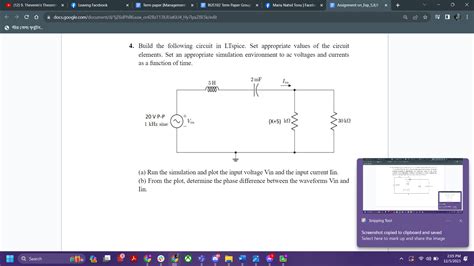 Solved 4 Build The Following Circuit In Ltspice Set Ap