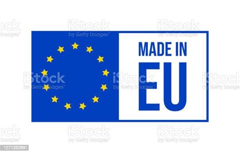 Eu 아이콘으로 제작되었습니다 생산 기호를 내보냅니다 유럽 연합 기호로 만든 제품입니다 흰색 배경에 플랫 아이콘 벡터 개념에