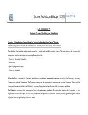 Bpmn And Simulation Assignment Model Answer Pdf System Analysis And Design Is Fall