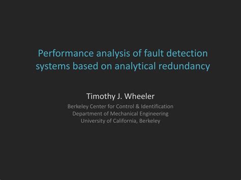 Ppt Performance Analysis Of Fault Detection Systems Based On