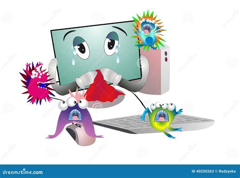 Funny Bacteria Funny Monster Computer Virus Vector Illustration