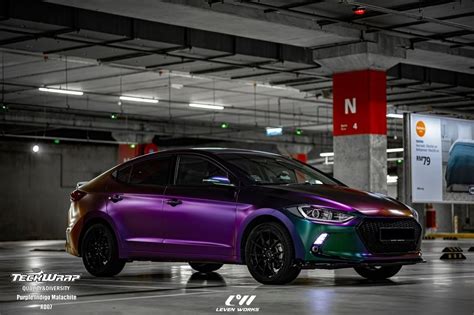 现代伊兰特汽车改色贴膜teckwrap美国秃鹰rd07溢彩极夜紫