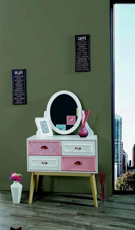 Jvmoebel Kommode Kommode Mit Spiegel Luxus Konsole Kommode Rosa