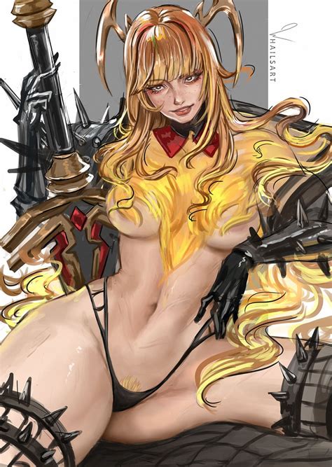 Rule 34 1girls Armor Black Gloves Blonde Hair Blonde Pubic Hair Blue Eyes Breasts Elbow Spikes