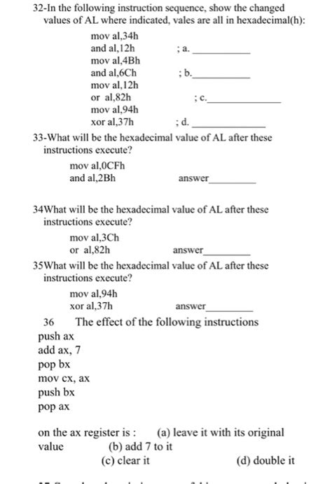 solved 32 in the following instruction sequence show the