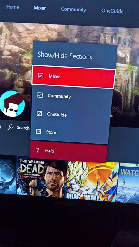 Til You Can Hide Section Tabs On Your Xbox One By Pushing Both Thumb