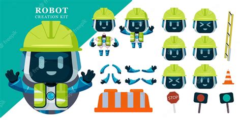 Premium Vector Robot Creation Kit Vector Set Design Robots Traffic