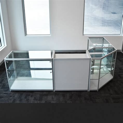 L Shaped Counter For Shop Locking Glass Retail Counter Modular