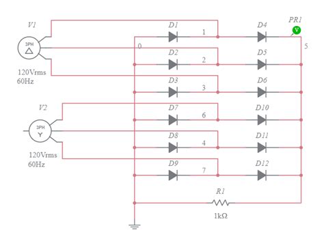 Six Phase Rectifier 12 Pulse Multisim Live