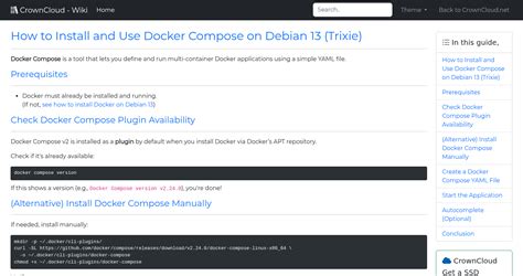 Crowncloud Wiki How To Install And Use Docker Compose On Debian 13