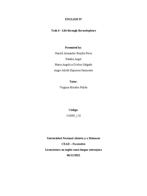 Task 4 Life Through The Metaphors Pdf