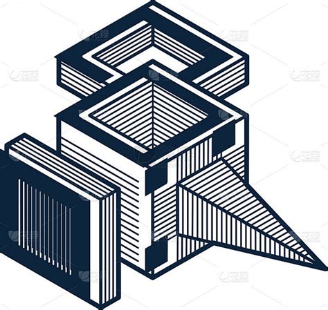 工程抽象形状，三维矢量多边形图形。