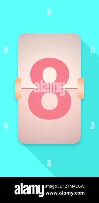 4k Vertical Simply Real Time Countdown Leader Graphic Counting From 9