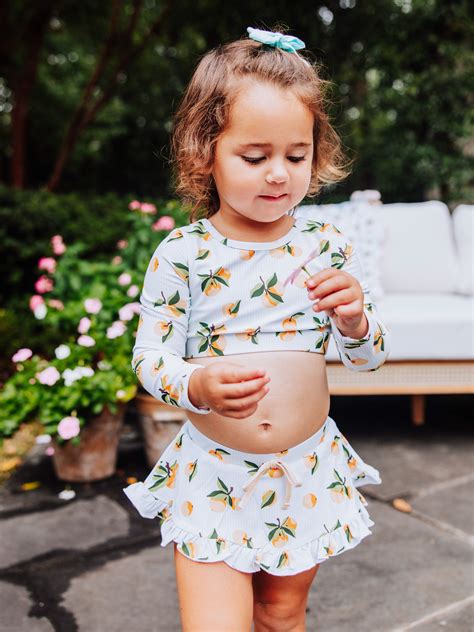 Skirted Crop Rash Guard Oranges Stripe Sweethoney Clothing