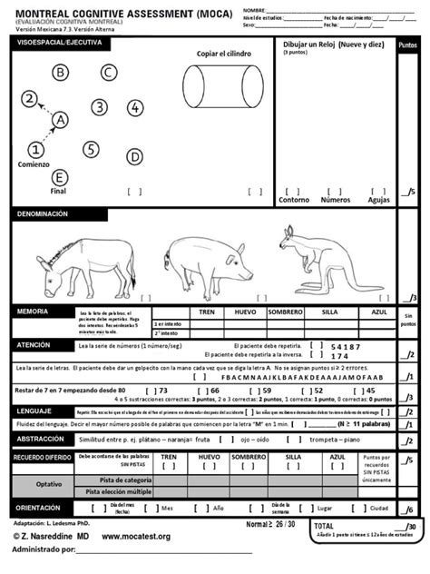 Moca Test Printable