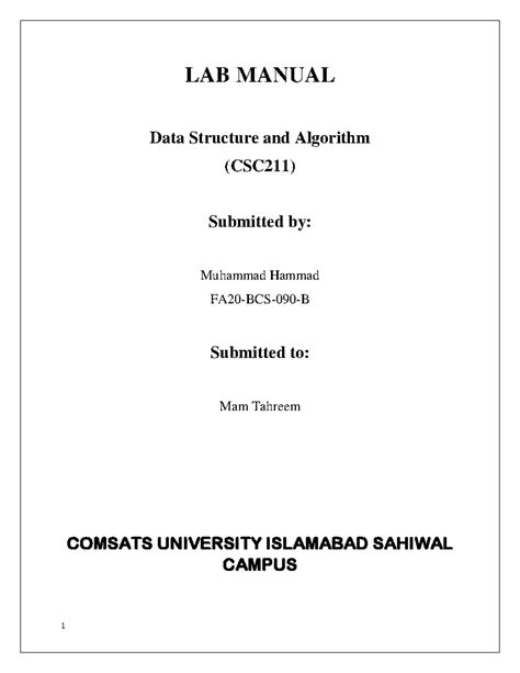 Data Structures Lab Manual Csc211 Final Version Studocu