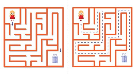 Simple Maze Abstract Game With Answer Help Girl Find T 21514193 Vector Art At Vecteezy