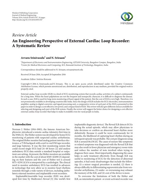 Pdf An Engineering Perspective Of External Cardiac Loop Recorder A