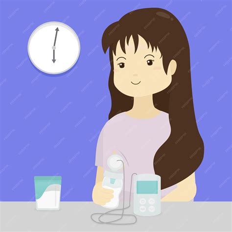 Premium Vector Woman Breast Pumping Schedule With Breast Pump Cute