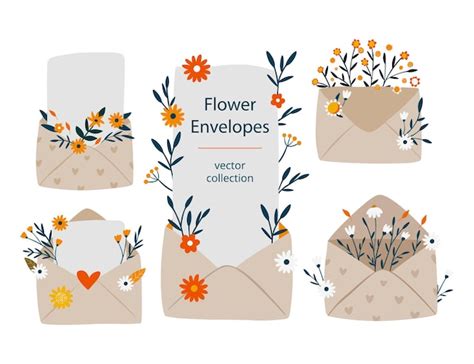 Premium Vector Hand Drawn Cute Floral Envelope Illustrations Vector