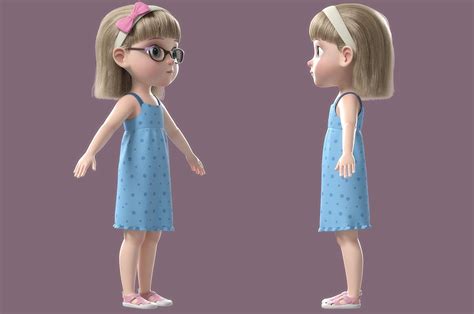 Cartoon Girl Rigged 3d Model Rigged Cgtrader