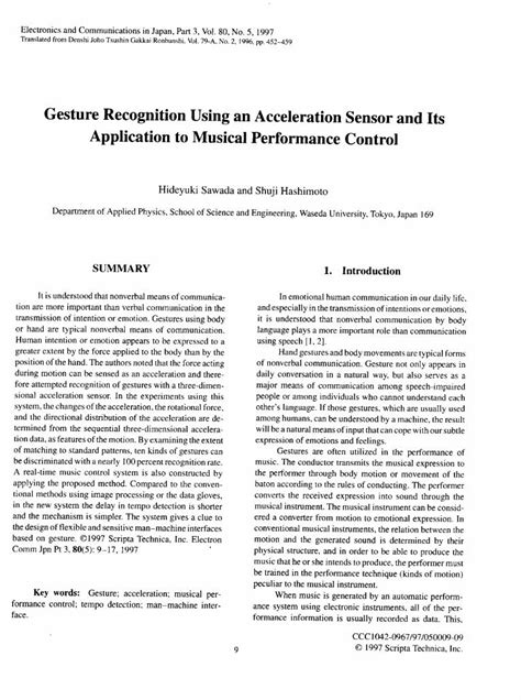 Pdf Gesture Recognition Using An Acceleration Sensor And Its