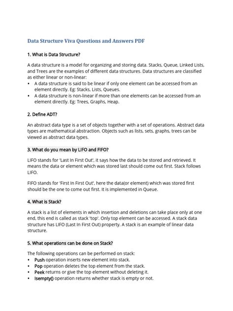 Data Structure Viva Questions And Answers Pdf Pdf Queue Abstract Data Type Vertex Graph