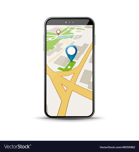 Mobile Gps Navigation Application 3d Map Vector Image